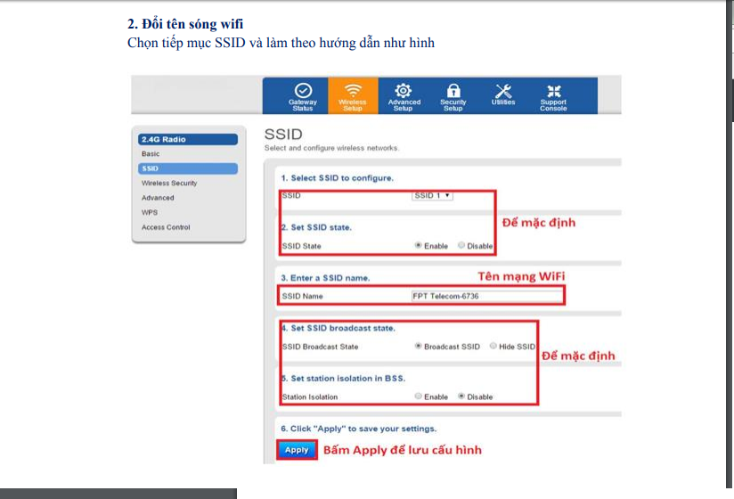 Hướng dẫn cấu hình đổi tên và pass wifi Modem Gpon-G97D2 – Trang Chủ ...